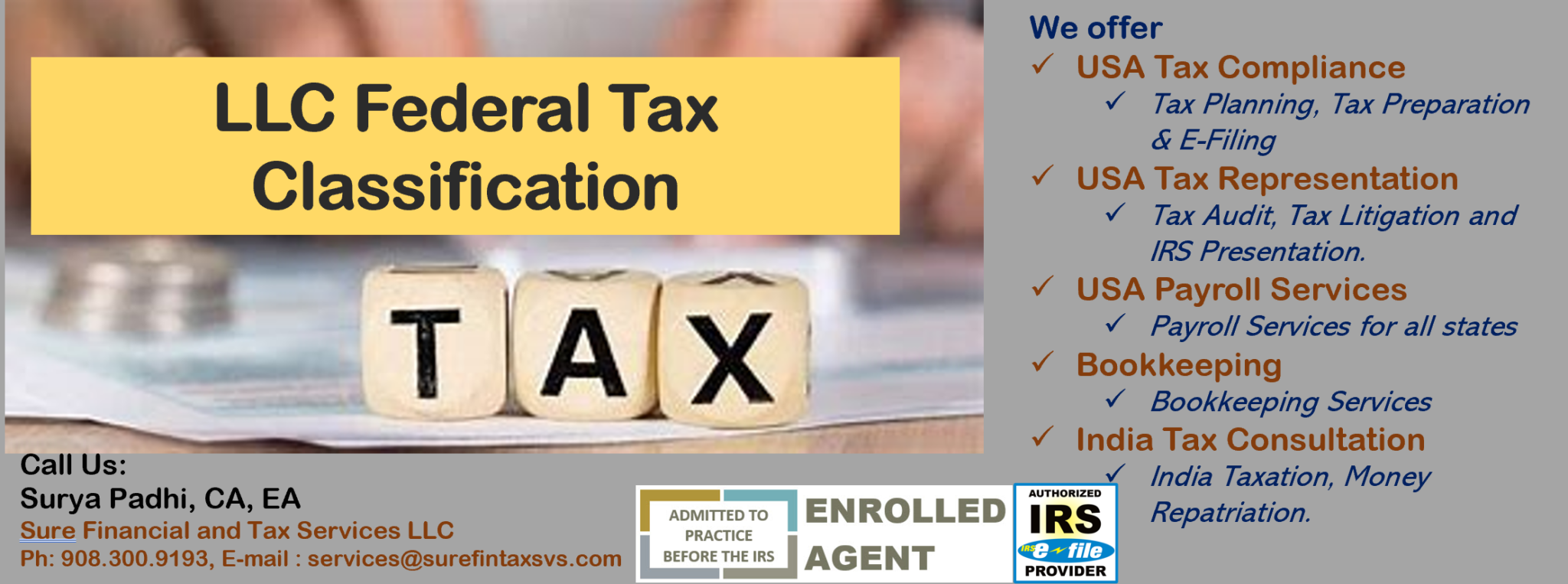 LLC Federal Tax Classification – Surya Padhi,EA